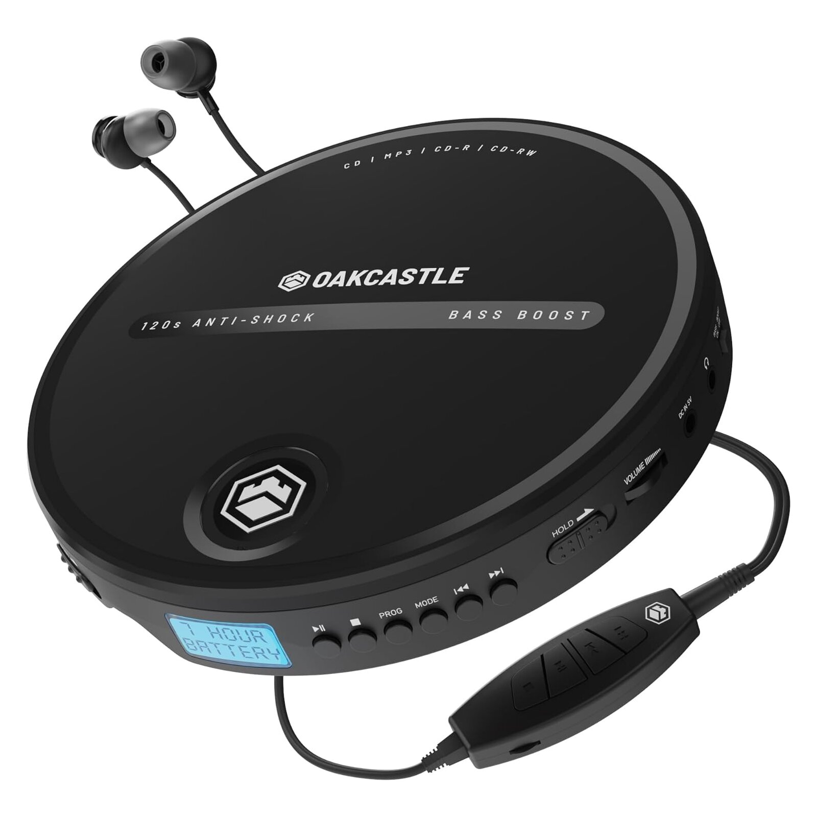 Discman, Tragbarer CD-Player, AUX, Anti-Shock, schwarz, Oakcastle CD1 ...