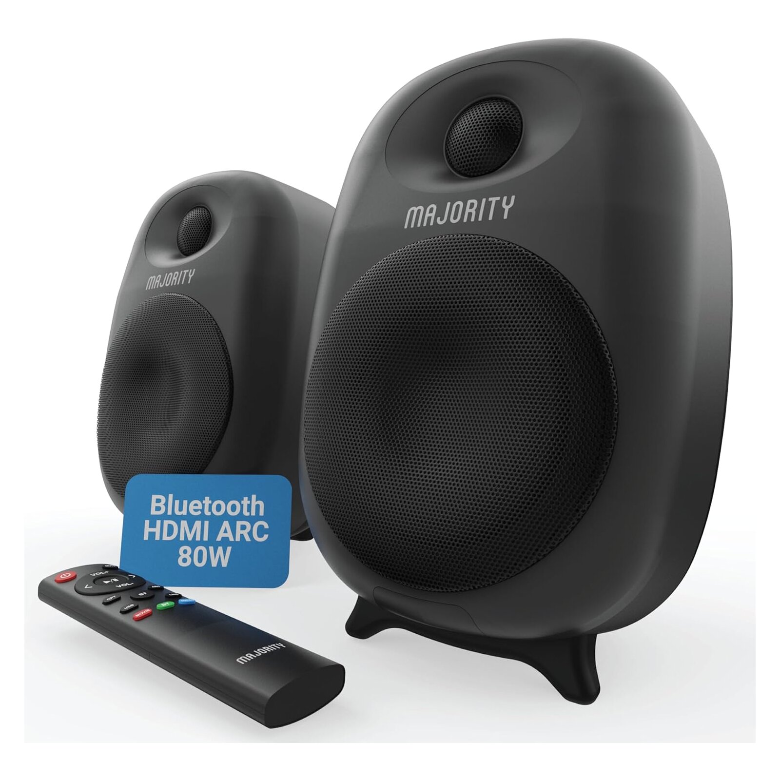 Aktive Regallautsprecher, Bluetooth-fähig schwarz,Majority D80, WIE N ...