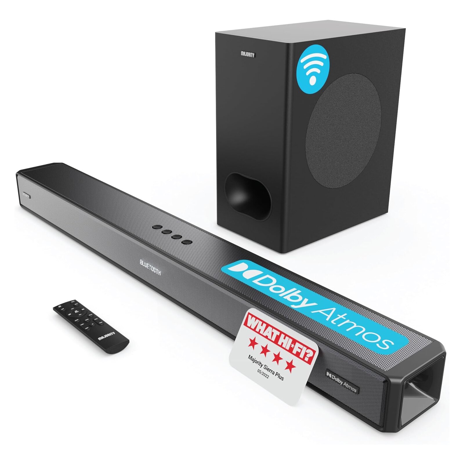 Soundbar 2.1.2 + Sub,USB, Optic, BT, ARC, Dolby Atmos,Majority Sierra ...